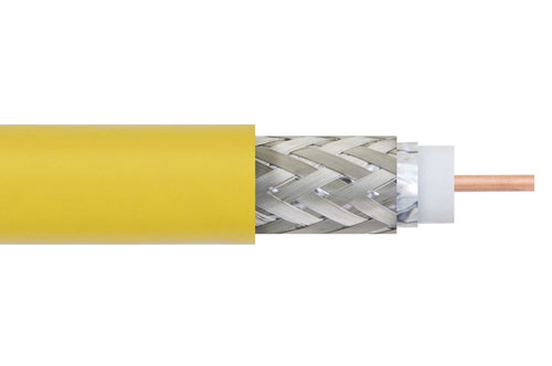 75 Ohm Flexible PE-B159-YW Coax Cable Double Shielded with Yellow PVC ...