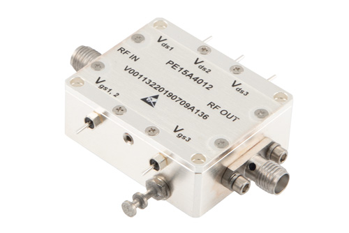 5 Watt Psat, 3.5 GHz to 7 GHz, High Power GaAs Amplifier, SMA, 26 dB Gain, 45 dBm IP3, 11 dB NF