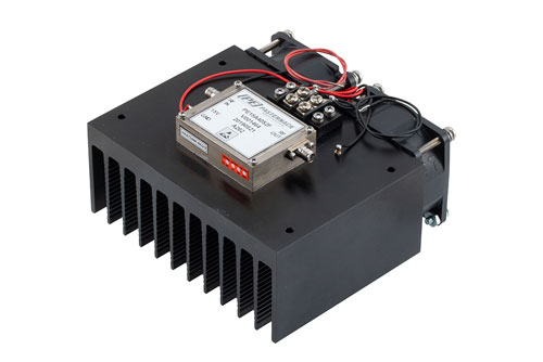 31 dBm P1dB, 100 MHz to 18 GHz, Medium Power Amplifier with Heatsink, SMA, 37 dB Gain, 6 dB NF