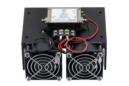 31 dBm P1dB, 100 MHz to 18 GHz, Medium Power Amplifier with Heatsink, SMA, 37 dB Gain, 6 dB NF