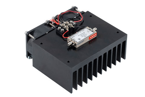 1 Watt P1dB, 2 GHz to 8 GHz, Medium Power Amplifier with Heatsink, SMA, 38 dB Gain, 5.5 dB NF