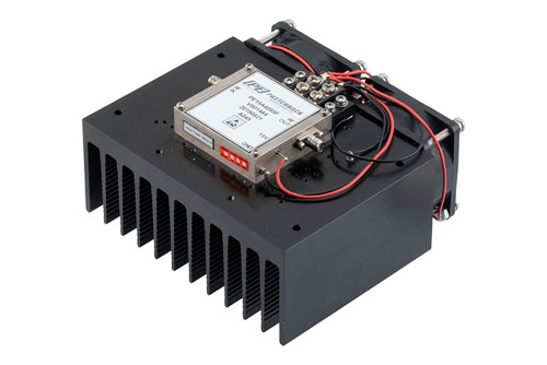 2 Watt P1dB, 2 GHz to 12 GHz, Medium Power Amplifier with Heatsink, SMA, 35 dB Gain, 40 dBm IP3