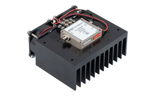 2 Watt P1dB, 2 GHz to 12 GHz, Medium Power Amplifier with Heatsink, SMA, 35 dB Gain, 40 dBm IP3