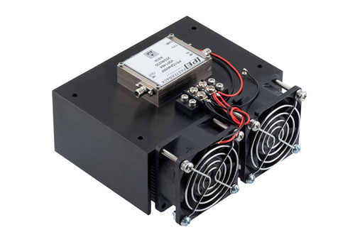 1 Watt P1dB, 2 GHz to 18 GHz, Medium Power Amplifier with Heatsink, SMA, 30 dB Gain, 37 dBm IP3