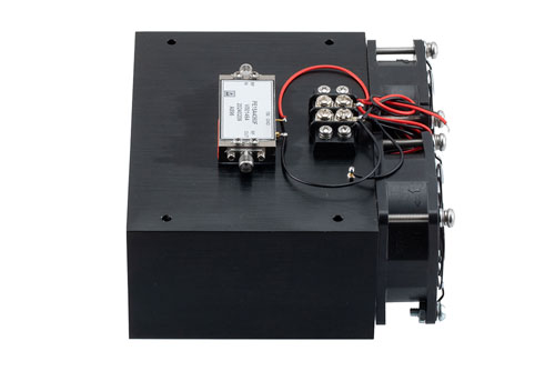 1 Watt P1dB, 6 GHz to 12 GHz, Medium Power Amplifier with Heatsink, SMA, 47 dB Gain, 6.5 dB NF