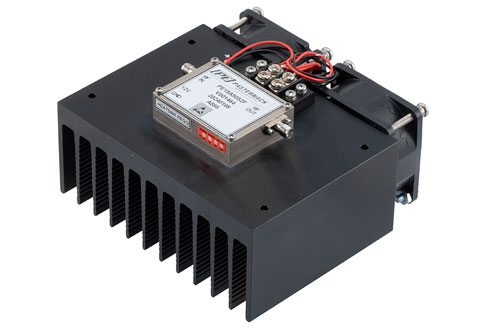 5 Watt P1dB, 8 GHz to 12 GHz, High Power Amplifier with Heatsink, SMA, 40 dB Gain, 44 dBm IP3