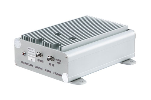 1W Psat, 26 dB Gain, 0.01 GHz to 22 GHz, AC Powered Broadband GaAs GaN Power Amplifier with ...