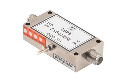 Temperature Compensated Low Noise Amplifier, 2 GHz to 8 GHz, 35 dB min Gain, P1dB 20 dBm, SMA