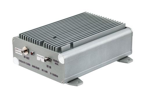 62 dB Gain, 17 dBm P1dB, 0.01 GHz to 3.5 GHz, Broadband AC Low Noise Amplifier, Bench-Top, 110 ...