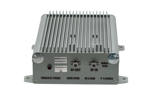 29 dB Gain, 22 dBm P1dB, 0.01 GHz to 20 GHz, Broadband AC Low Noise Amplifier, Bench-Top , 110 ...