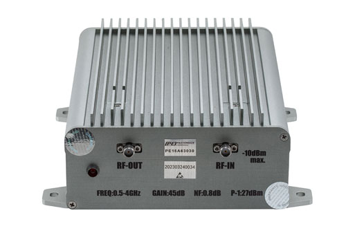 45 dB Gain, 26 dBm P1dB, 0.5 GHz to 4 GHz, Broadband AC Low Noise ...