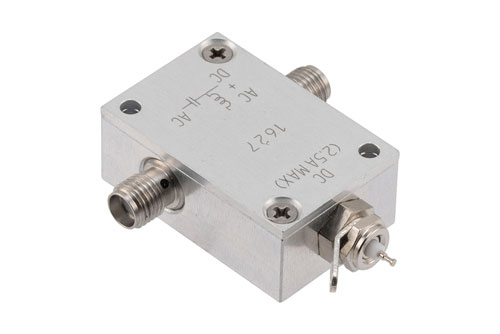 10 MHz to 6 GHz SMA Broadband Bias Tee, Rated to 2.5 Amps and 100 Volts ...