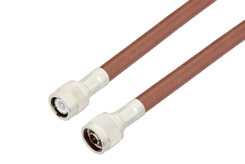 C Male to N Male Cable 36 Inch Length Using RG393 Coax , LF Solder