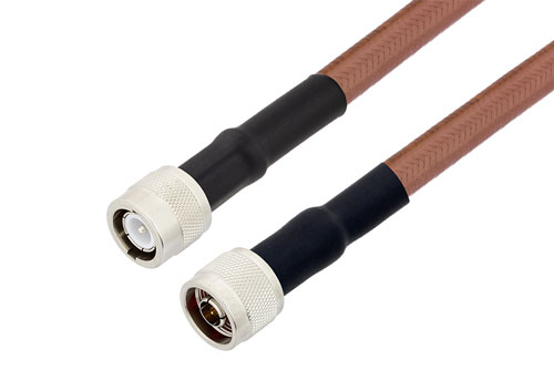 C Male to N Male Cable Using RG393 Coax with HeatShrink, LF Solder