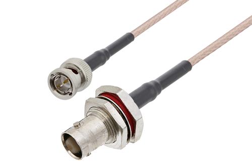 75 Ohm BNC Male to 75 Ohm BNC Female Bulkhead Cable Using 75 Ohm RG179 Coax with HeatShrink