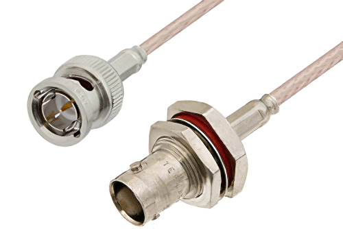 75 Ohm BNC Male to 75 Ohm BNC Female Bulkhead Cable Using 75 Ohm RG179 Coax, LF Solder