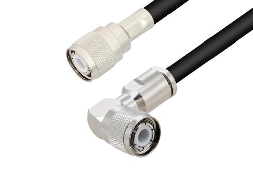 HN Male to HN Male Right Angle Cable 36 Inch Length Using RG214 Coax, LF Solder