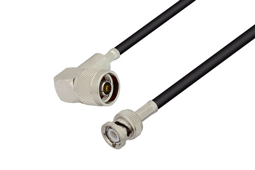 N Male Right Angle to BNC Male Cable Using RG223 Coax