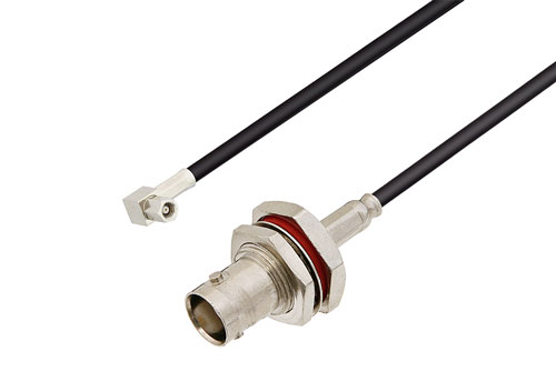 SMC Plug Right Angle to BNC Female Bulkhead Cable Using RG174 Coax , LF ...