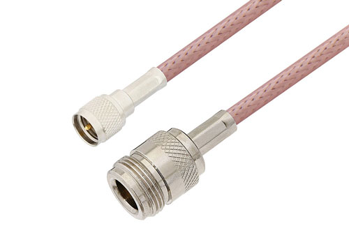Mini UHF Male to N Female Cable 12 Inch Length Using RG142 Coax , LF Solder