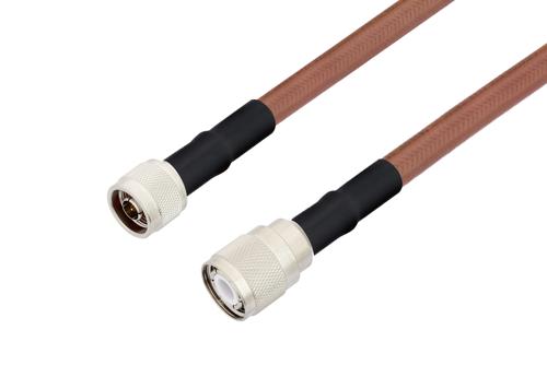 N Male to HN Male Cable 72 Inch Length Using RG393 Coax with HeatShrink