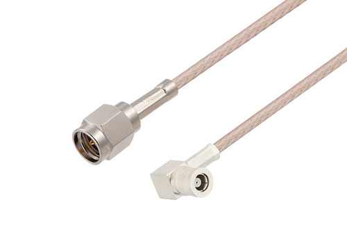 SMA Male to SMB Plug Right Angle Cable Using RG316 Coax , LF Solder