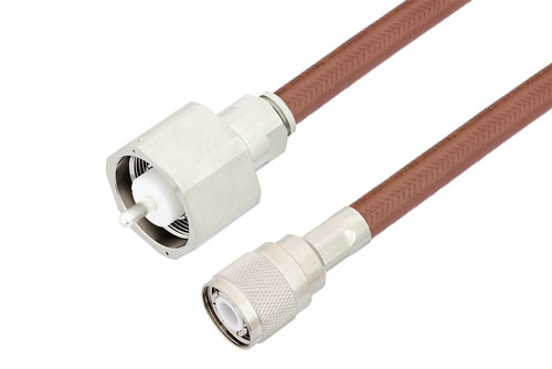 HN Male to LC Male Cable 60 Inch Length Using RG393 Coax , LF Solder