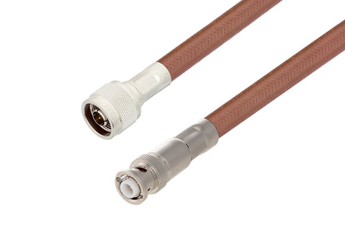 N Male to MHV Male Cable 12 Inch Length Using RG393 Coax