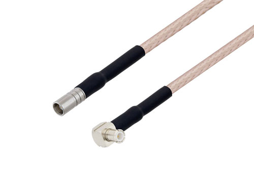 MCX Jack to MCX Plug Right Angle Cable 36 Inch Length Using RG316 Coax with HeatShrink, LF Solder