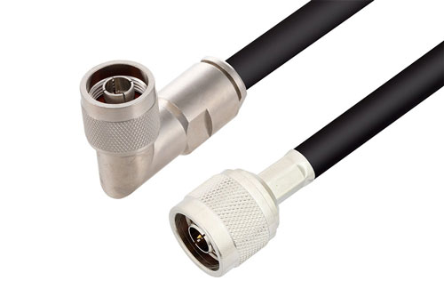 75 Ohm N Male Right Angle to 75 Ohm N Male Cable 24 Inch Length Using ...