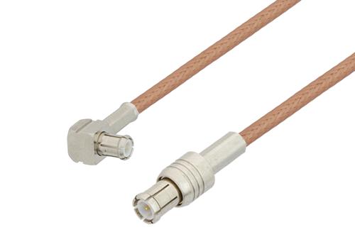 MCX Plug to MCX Plug Right Angle Cable 12 Inch Length Using RG178 Coax