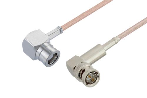 75 Ohm SMB Plug Right Angle to 75 Ohm BNC Male Right Angle Cable Using 75 Ohm RG179 Coax