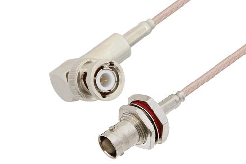 BNC Male Right Angle to BNC Female Bulkhead Cable Using 75 Ohm RG179 Coax