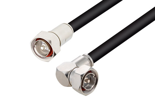 7/16 DIN Male to 7/16 DIN Male Right Angle Cable 12 Inch Length Using RG217 Coax, LF Solder