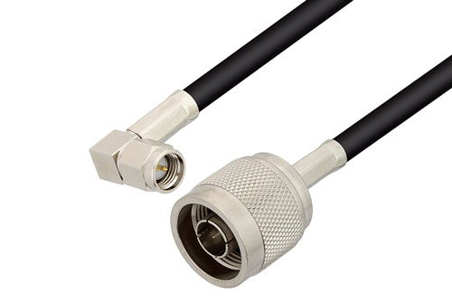 SMA Male Right Angle to N Male Cable Using RG58 Coax