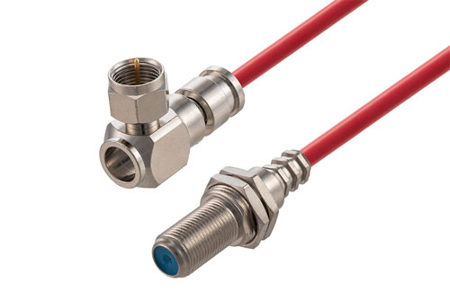 75 Ohm F Male Right Angle to 75 Ohm F Female Bulkhead Cable Using 75 ...