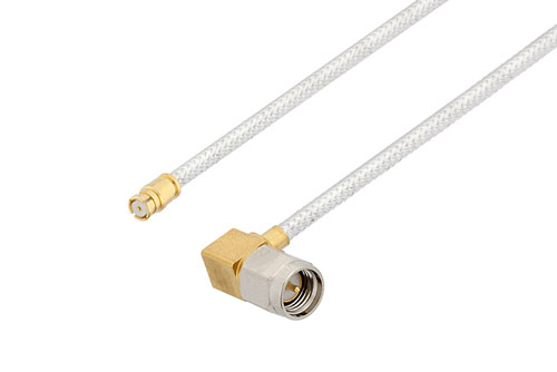 SMP Female to SMA Male Right Angle Cable Using PE-SR405FL Coax