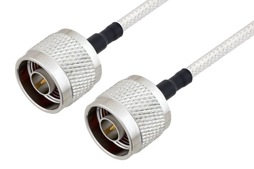 N Male to N Male Cable 6 Inch Length Using PE-SR405FL Coax with HeatShrink