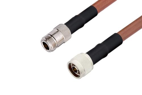 N Female to N Male Cable 72 Inch Length Using RG393 Coax with HeatShrink