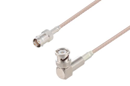 BNC Male Right Angle to BNC Female Cable 6 Inch Length Using RG316-DS Coax