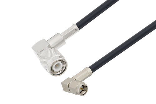TNC Male Right Angle to SMA Male Right Angle Low Loss Cable Using LMR-195 Coax with 180 Deg. Clock