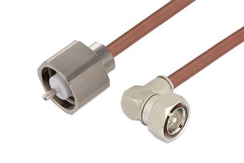 LC Male to 7/16 DIN Male Right Angle Cable Using RG393 Coax, LF Solder