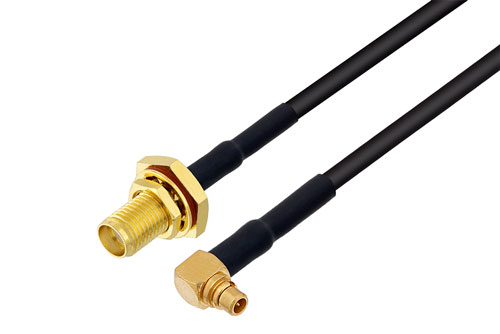 MMCX Plug Right Angle to SMA Female Bulkhead Low Loss Cable Using LMR ...
