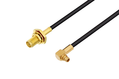 MMCX Plug Right Angle to SMA Female Bulkhead Low Loss Cable Using LMR ...
