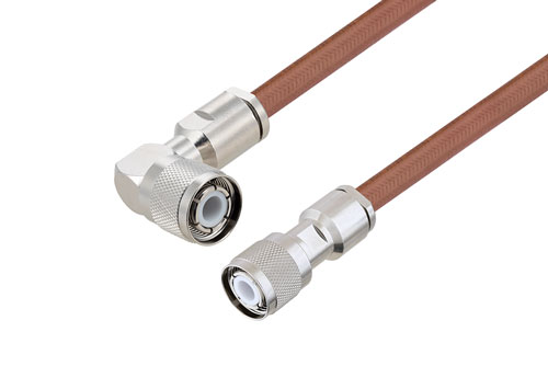 HN Male Right Angle to HN Male Cable Using RG393 Coax