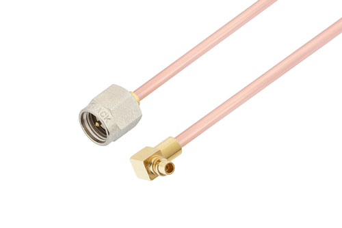 SMA Male to MMCX Plug Right Angle Cable Using RG405 Coax