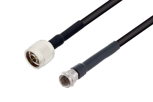 75 Ohm N Male to 75 Ohm F Male Cable Using 75 Ohm RG59 Coax with HeatShrink