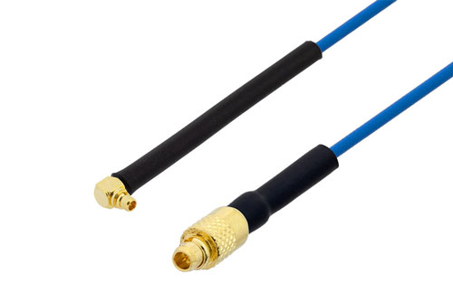 MMCX Plug Right Angle to MMCX Plug Cable 48 Inch Length Using PE-P047 Coax with HeatShrink