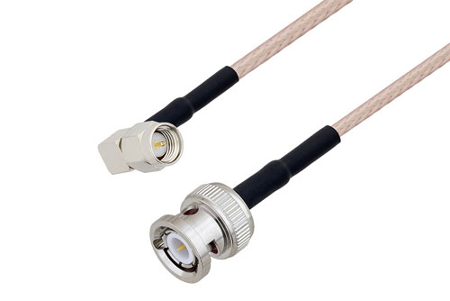 SMA Male Right Angle to BNC Male Cable 36 Inch Length Using RG316-DS Coax with HeatShrink