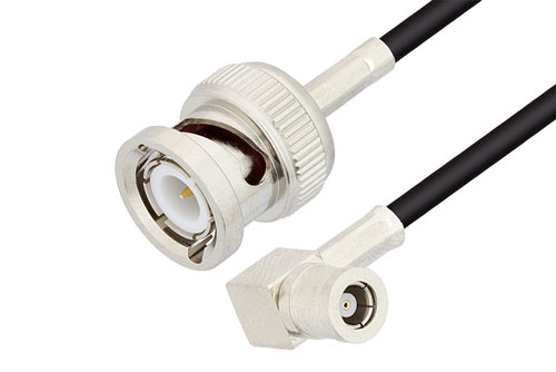 SMB Plug Right Angle to BNC Male Cable 24 Inch Length Using RG174 Coax ...